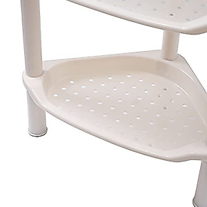 4 Tier Shower Caddies, Organizer Shelf Corner, Plastic Shower Rack Stands for Bathroom, Storage Bath Shower Caddy, 13.5x 10 x 33.5 Inches, Beige (Round Slot Beige 4 Tier)