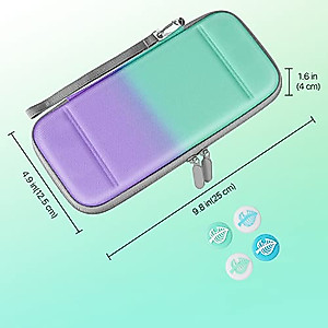 TNP Carrying Case for Nintendo Switch, Green Purple - Kawaii Cute Portable Travel Case, Protective Storage Carry Bag for Girls, 10 Game Cartridge Holder