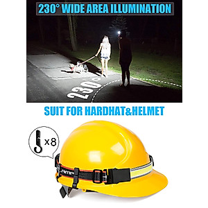 Spriak LED Headlamp Flashlight, 1000lumens 230° Broadbeam Headlight, USB Rechargeable Head Lamp with Red Taillight, Lightweight Waterproof Headlamps for Camping Running Hiking, Hard Hat Headlamp