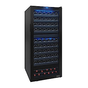 Vinotemp VT-122TS-2Z Cellar Cooler Refrigerator,Dual Zone Freestanding Wine Fridge with Adjustable Temperature Control, Glass Door and Safety Lock, 110 Bottle, Black, 24-Inch