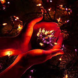 Toodour Orange & Purple Halloween Lights, 77ft 300 Count Incandescent Halloween String Lights, UL Certified Connectable Mini Bulbs Halloween Lights for Indoor, Outdoor, Garden, Porch, Halloween Decor