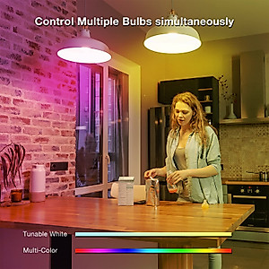 phopollo Smart Light Bulbs, RGBCW WiFi Multicolor Led Light Bulbs Compatible with Alexa & Google Home Assistant, A19 E26 9W 60W Equivalent 800Lumen, App Control, No Hub Required, 12 Pack