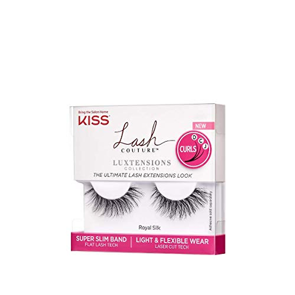 KISS Lash Couture LuXtensions Collection False Eyelashes, Flat Lash Technology, Super Slim Lash Band, Real Lash Extension Fibers, Reusable, Contact Lens Friendly Strip Lashes, Style Royal Silk, 1 Pair