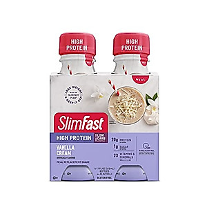SlimFast Advanced Nutrition High Protein Meal Replacement Shake, Vanilla Cream, 20g of Ready to Drink Protein, 11 Fl. Oz Bottle, 4 Count (Packaging May Vary)