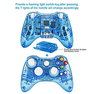 kosiwun 2.4GHZ Wireless Controller for Xbox 360 Controller, Wireless Remote Joystick Gamepad with USB Adapter Receiver for Xbox 360&360 Slim/PC Windows 10 8 11 Blue