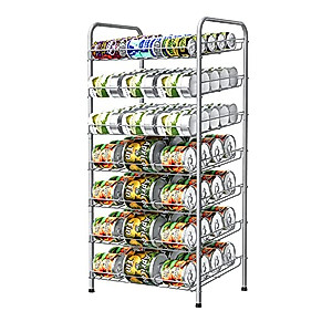 Can Organizer for Pantry 7-tier Can Organizer Can Good Organizer for Pantry Shelf Holds up to 84 Cans Can Rack Dispenser for Pantry, Kitchen, Cabinet Silver