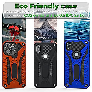Kitoo Made in USA Defender Designed for iPhone XR Eco-Friendly Case with Kickstand, Military Grade Shockproof 12ft. Drop Tested - Blue