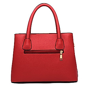 Covelin Women's Top-handle Cross Body Handbag Middle Size Purse Durable Leather Tote Bag Wine red