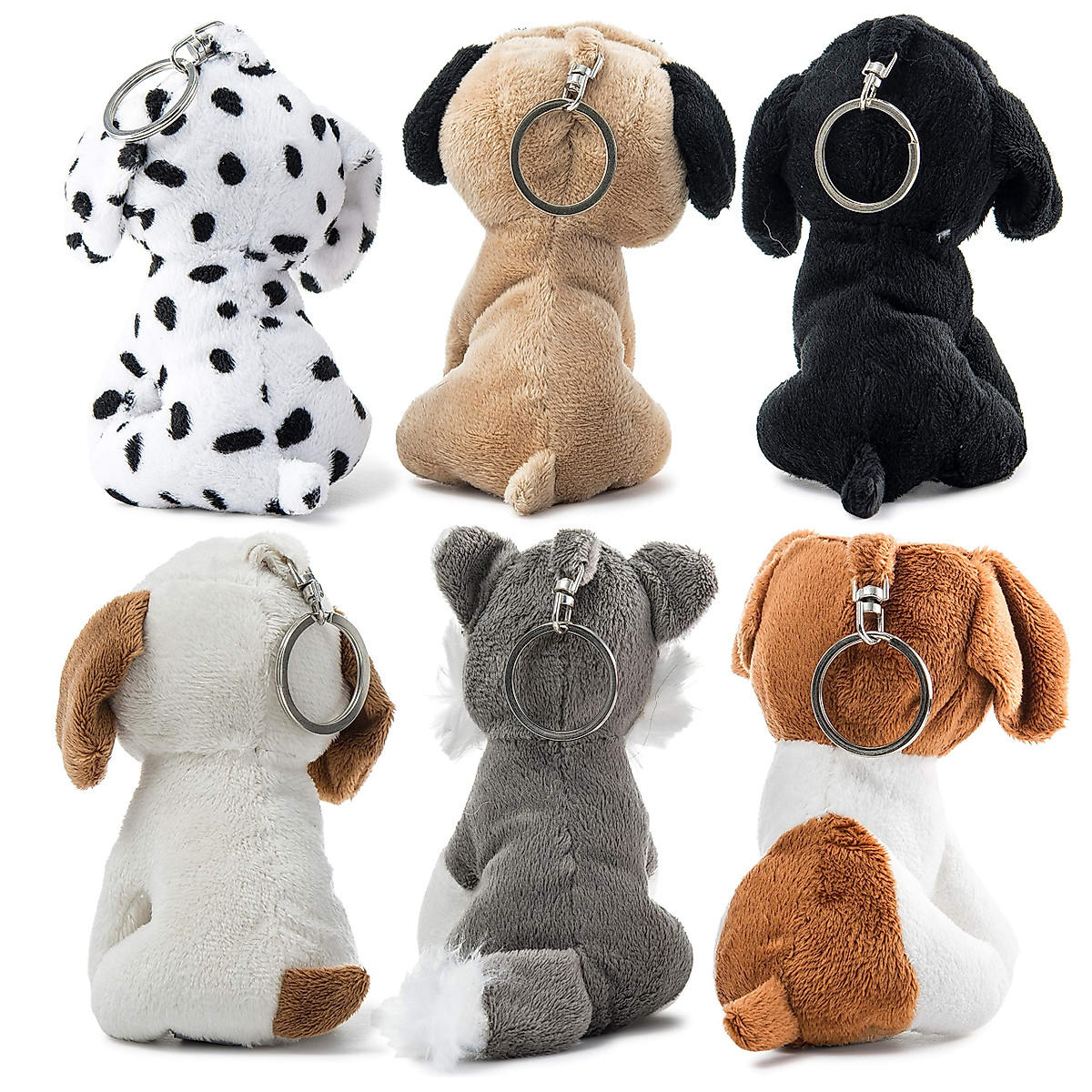 PREXTEX Plush Puppies Set - 6 Small Dog Stuffed Animals with Keychains | 5-Inch Cozy & Cute Puppy Toys for 3-5+ Year Olds