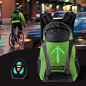 LED Reflective USB Rechargeable Backpack with Signal Light, Outdoor Sport Safety Bag with 4 Mode Direction Indicator and Remote Control for Cycling, Running, Walking, Jogging, 18L