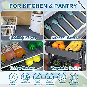 Hersvin Shelf Liners 24 in x 20 ft EVA Drawer Mats, Non-Adhesive Cupboard Pad, Kitchen Cabinet Lining Fridge Cushion (Gray/Crossed Stripe, 61x610cm)