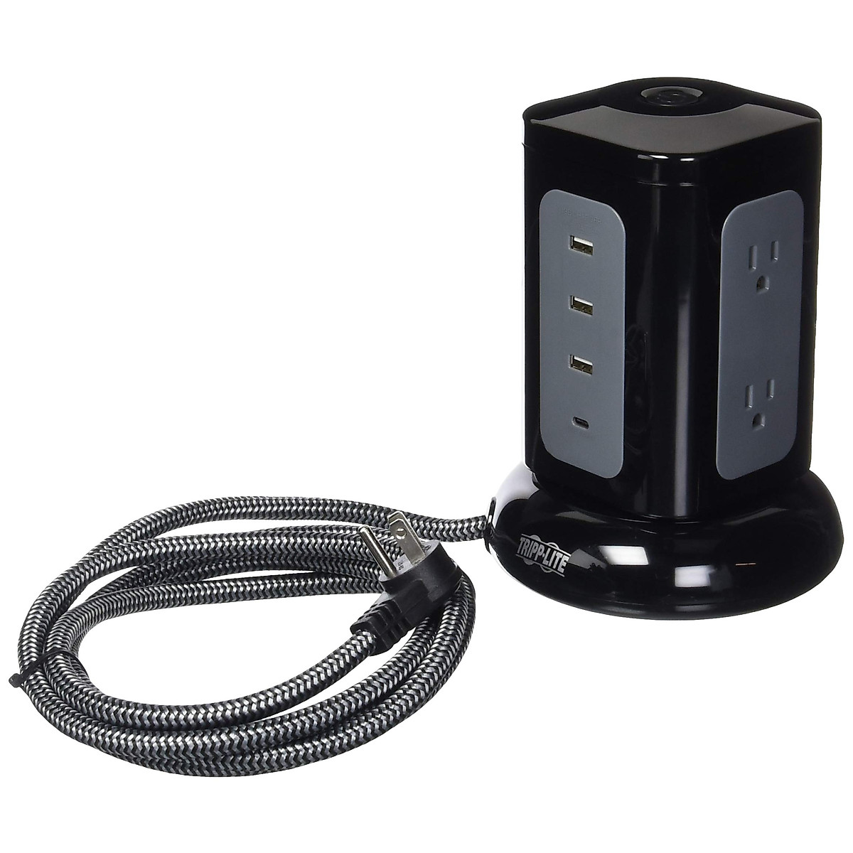 Tripp Lite Surge Protector Tower 6-Outlet 3X USB-A 1x USB C 8ft Cord Black (TLP606UCTOWER)