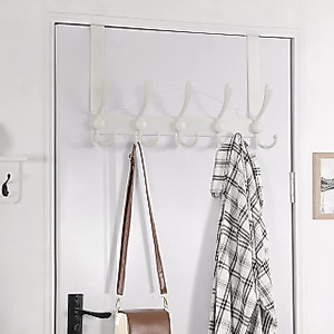 Dseap 5 Tri Over The Door Clothes Hanger and Towel Rack, Heavy Duty White