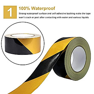 Waterproof Reflective Safety Tape Roll 2"X150' Yellow Black Striped Floor Marking Tape Hazard Caution Warning Tape Auto Truck Self-adhesive Safety Sticker Strips for Wall Factory Trailer Vehicle