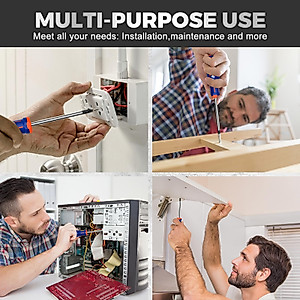 InPower Magnetic Screwdriver Set, 8 Pcs Phillips Head Screwdriver and Flat Head Screwdriver, Includes 4 Slotted and 4 Phillips Screwdrivers for Home Repair, Improvement, Craft