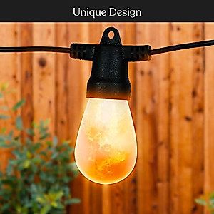 Brightech Ambience Pro Solar Powered LED Outdoor String Lights - 27 Ft Commercial Waterproof Patio Lights with Flaming, Flickering Bulbs - Shatterproof String Lights for Your Halloween, Porch, Deck