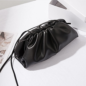 UULMBUJ Women Small Dumpling Pouch Handbag Cloud Purse Soft Clutch Shoulder Crossbody Bag, Black