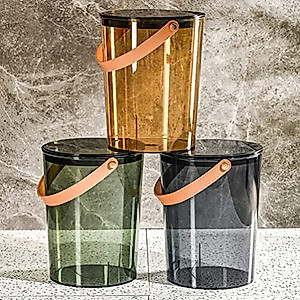 Kitchen Trash can Clear Trash Can Desktop Mini Trash Can Recycle Garbage Can Waste Basket Garbage Container Bins with Lid Handle for Home Office Blue Kitchen