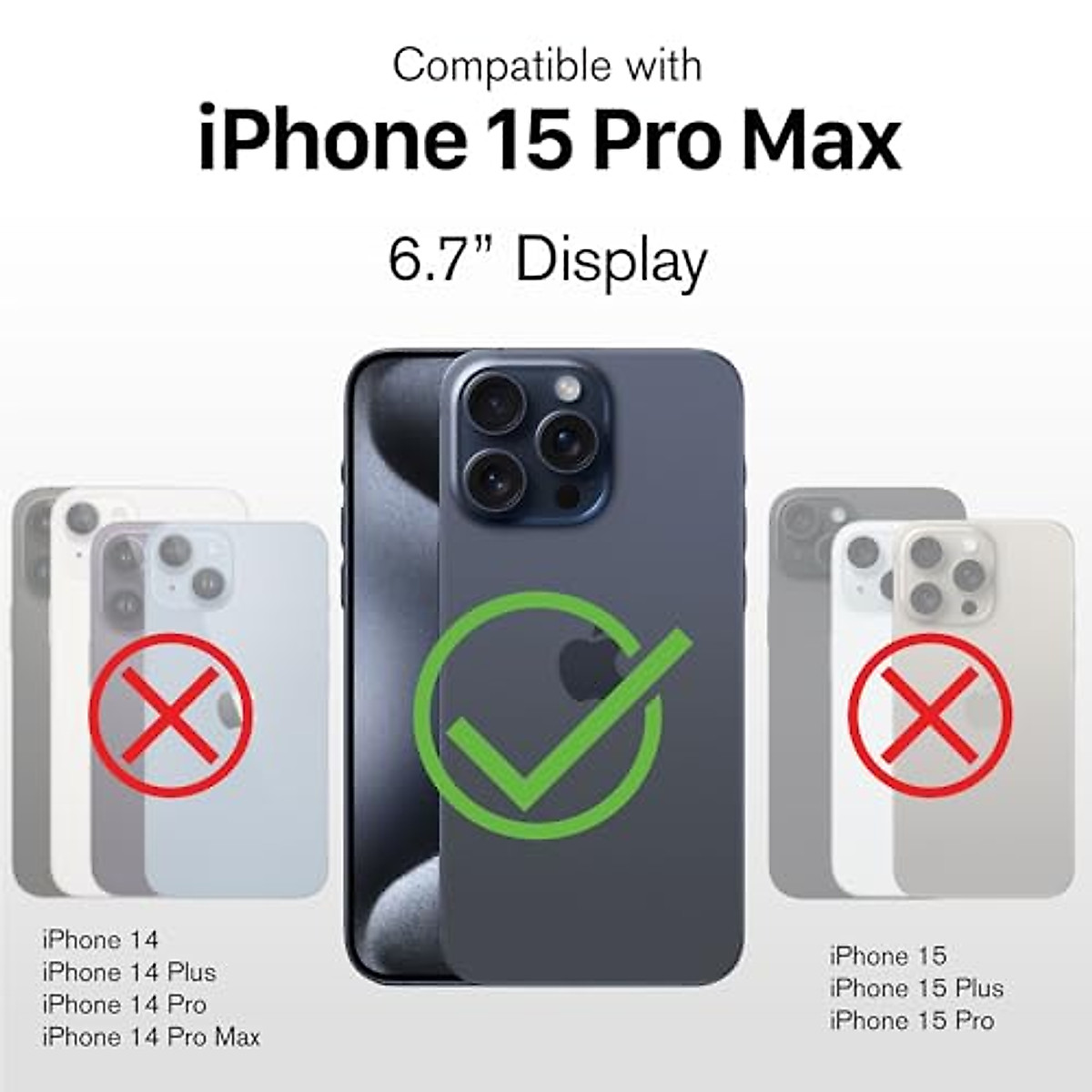 VENA vCommuteX Wallet Case for Apple iPhone 15 Pro Max (6.7"), (Magsafe Compatible, Military Drop Protection) Detachable Leather Cover Card Slot Holder with Kickstand - Space Gray/Black