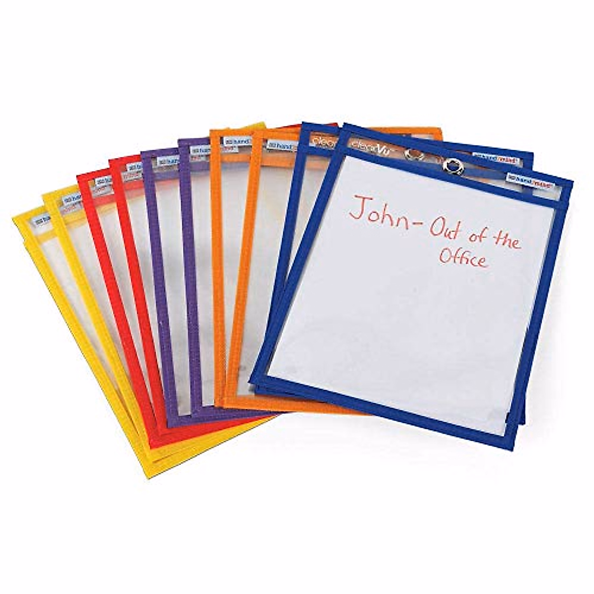 hand2mind Reusable Clear-Vu Dry Erase Pockets for Students, Dry Erase Office Supplies, Teacher Supplies for Classroom, School Supplies, Classroom Supplies (Pack of 10)