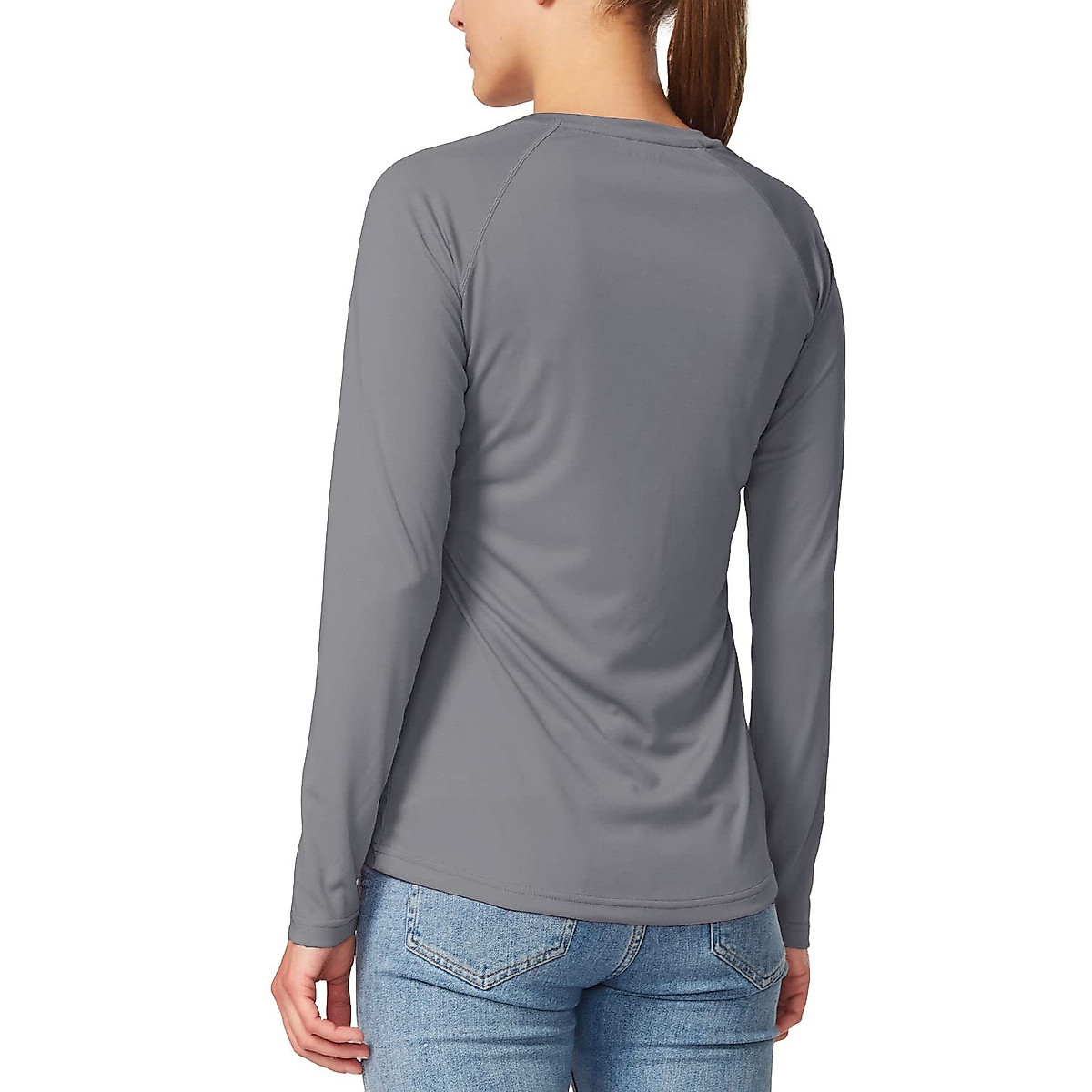 BALEAF Women's Workout Tops Long Sleeve Running Shirts Quick Dry Moisture Wicking Athletic T-Shirts for Exercise Gym Sports Yoga Charcoal Gray Size M