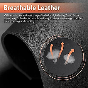 Big and Tall Office Chair 400lbs, Massage Office Chair 2-Point Vibration, Heavy Duty Executive Desk Chair with Thick Padded Strong Metal Base Quiet Wheels,Ergonomic Design for Back Pain, Black