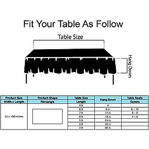 Black Plastic Tablecloths 3 Pack Disposable Table Covers 54 x 108 Inches Shower Party Tablecovers PEVA Vinyl Table Cloths for Rectangle Tables up to 8 ft and Picnic BBQ Birthday Wedding Banquet