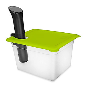 EVERIE Sous Vide Container with Universal Silicone Lid and Rack Sleeve Compatible Anova All Models,Breville Joule, Instant Pot Cooker (KIT-TY-GJ)