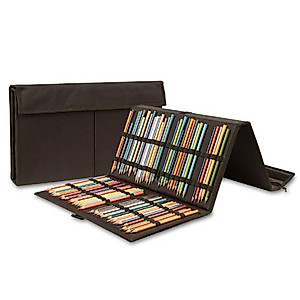 SoHo Urban Artist 120 Slot Pencil Case for Colored Pencil, Markers, Pen, Brushes Durable Nylon Organizer Opens to Easel Stand - Black