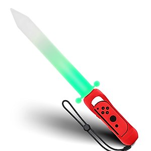 ECHZOVE LED Game Sword for Nintendo Switch Joy-Con, Hand Grip for Skyward Sword Switch Game with Hand Strap - Red