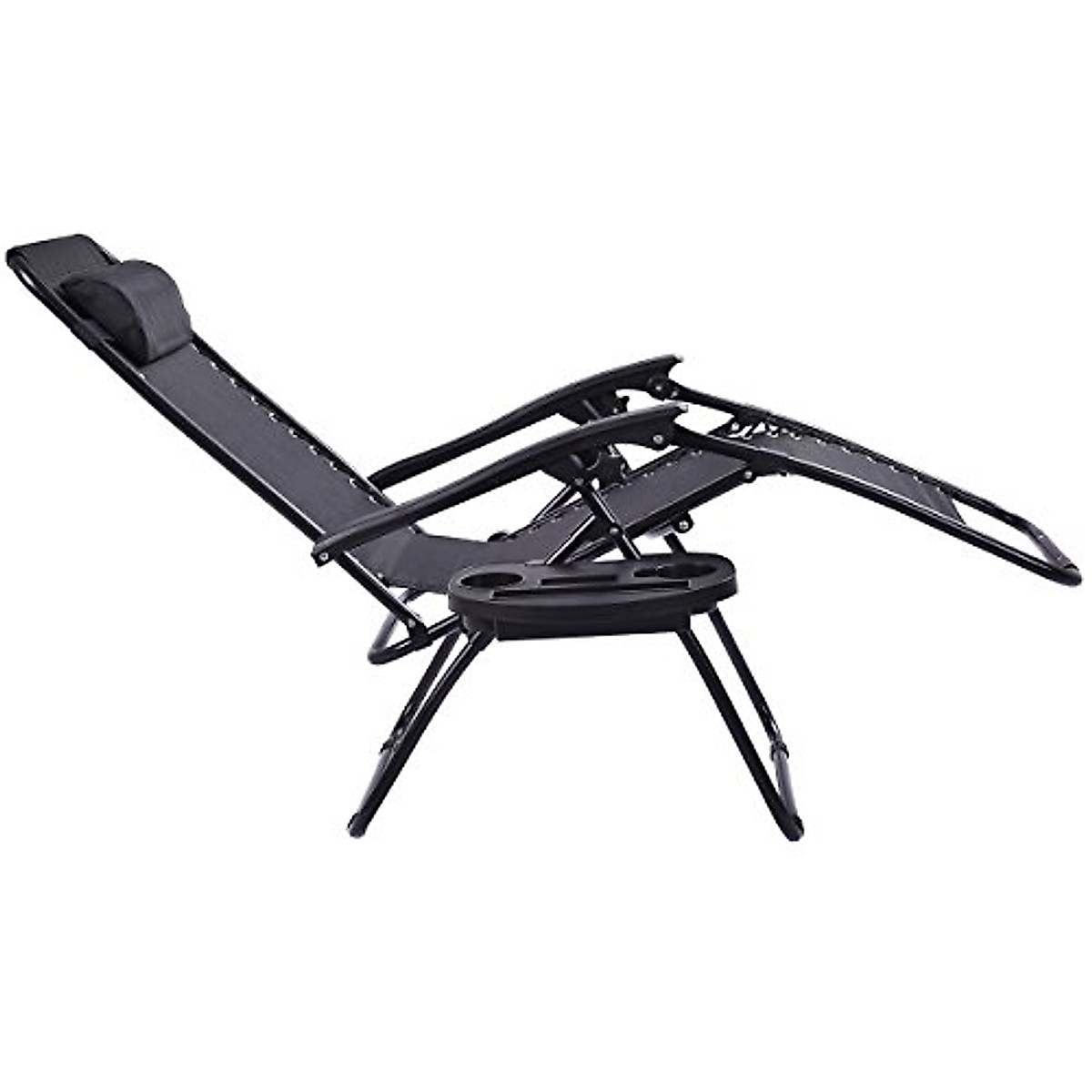 Casart Set of 2 PC Folding Lounge Chair, Outdoor Zero Gravity Recliner Chairs with Cup Holder, Perfect for Yard, Beach and Patio