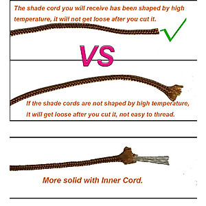 Y-Axis Roll of 60 Yards 2.0mm Light Brown (Bronze) Braided Nylon Lift Shade Cord with 6 Pack Brown Wood Cord Knobs + Soft Tape