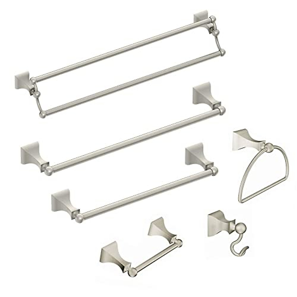 Moen DN8324BN Retreat Collection 24-Inch Bathroom Single-Towel Bar, Brushed Nickel