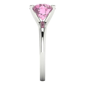 Clara Pucci 2.50ct Round Cut Solitaire Pink Simulated Diamond Excellent Engagement Bridal Promise Anniversary Ring in 18K White Gold 3.5