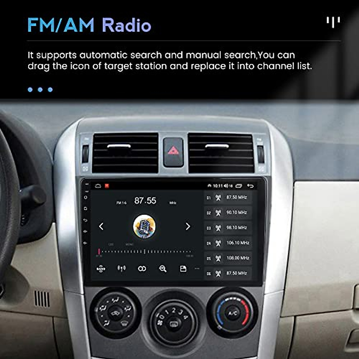 Android 11 Car Stereo Double Din for Toyota Corolla 2009 2010 2011 2012, 9 Inch Car Radio Built in Car-Play Android Auto GPS Navigation IPS Touchscreen Support BT FM AM, 2GB RAM 32GB ROM