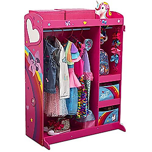 JoJo Siwa Dress and Play Boutique by Delta Children - Pretend Play Costume Storage Wardrobe for Kids with Mirror & Shelves