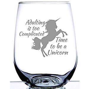 Unicorn Stemless Wine Glass | Laser Etched Engraved Stemless Wine Glass | Perfect for a Special Person | 15 Ounce