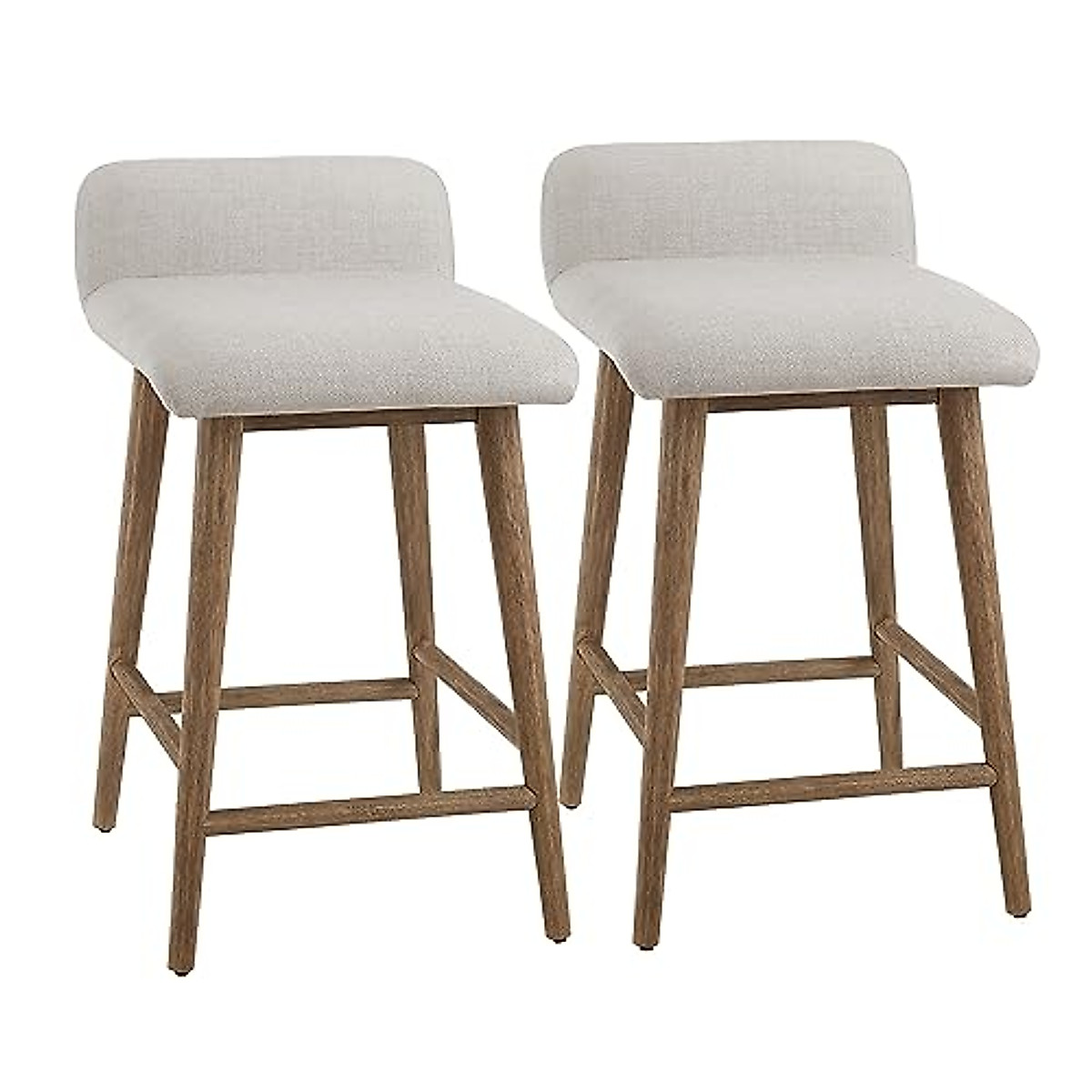 Ball & Cast Upholstered Counter Height Bar Stools 24 inch Kitchen Wooden Stool Chairs Set of 2, Linen