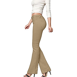 Hybrid & Company Women's Skinny Bootcut Stretch Pant P31699BLX Beige/Khak 18