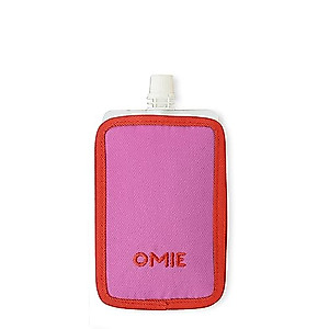 Omie OmieChill | Travel Food Pouch Cooler | Fits Standard 3.5-4 oz Food Pouches | 100% Nylon Sleeve with Freezable Pack (Pink)