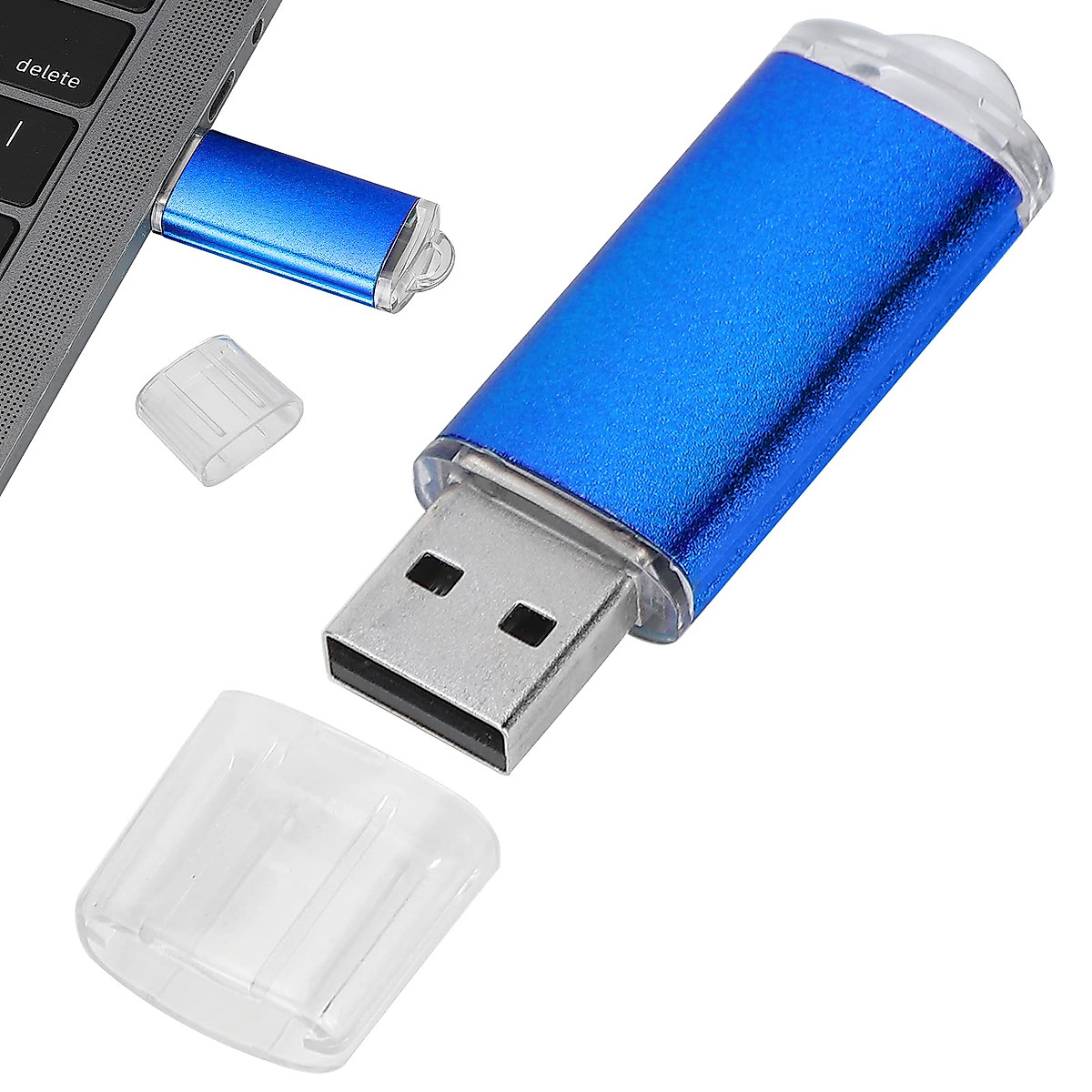 Kafuty-1 USB 2.0 Flash Drive,Storage Memory Stick Pen Drives with Transparent Cover,Portable Thumb Drives Flash Drive for Window2003/XP/Vista/7/8/10/ OS X/Linux,Blue(2GB)