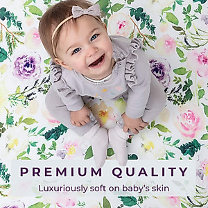 Pobibaby - 2 Pack Premium Bassinet Sheets for Standard Bassinets - Ultra-Soft Premium Knit, Stylish Floral Pattern, Safe and Snug for Baby (Allure)