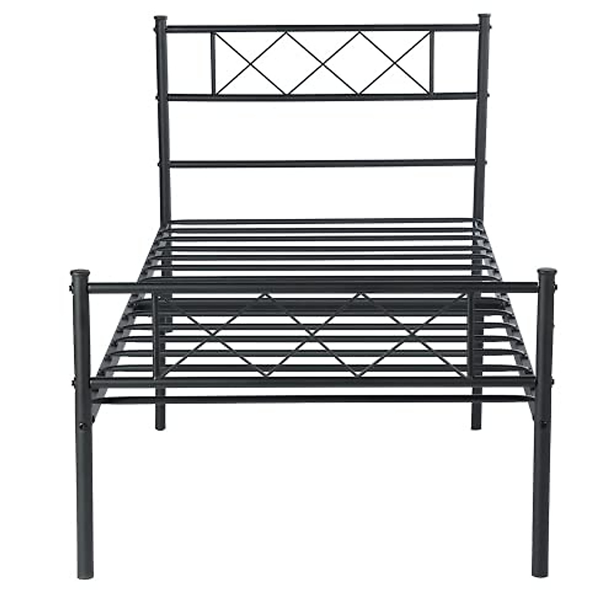 AnwickNomo Metal Twin Size Bed Frame Foundation with Headboard/Footboard for Boys Girls Adults Twin