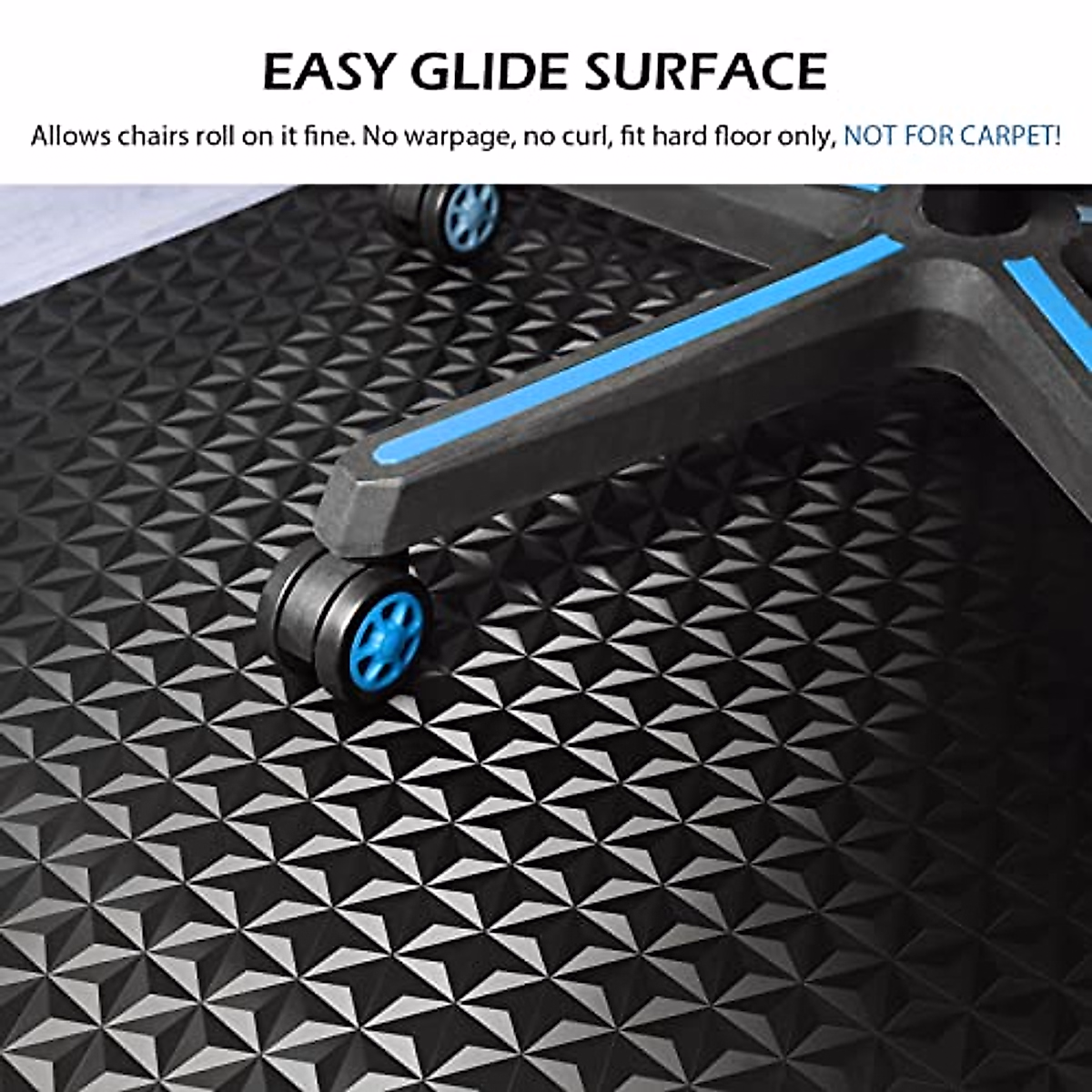 SALLOUS Chair Mat for Hard Floor, 63" x 51" Vinyl Gaming Chair Mat for Hard Surface, Multi-Purpose Hard Floor Protector Desk Chair Mat for Home Office, Not for Carpet (Black)