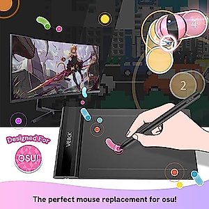 Drawing Tablet,VEIKK S640 Digital Graphics Tablet, 6x4 Inch Ultra-Thin Portable OSU! Tablet, Battery-Free Stylus for OSU! Game and Teaching Online Classes,Support Windows Mac Linux Chrome Android OS