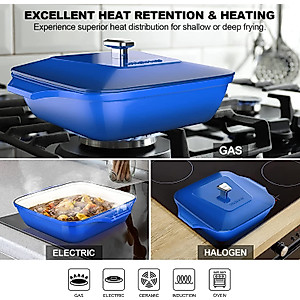 Dutch Oven, imarku 5 Quart Braiser Pan Nonstick Heavy Duty Enameled Cast Iron Dutch Oven Pot, Oven Safe Up To 550°F, Enamel Coating, Nonstick Easy to Clean, Best Father's Day Gifts