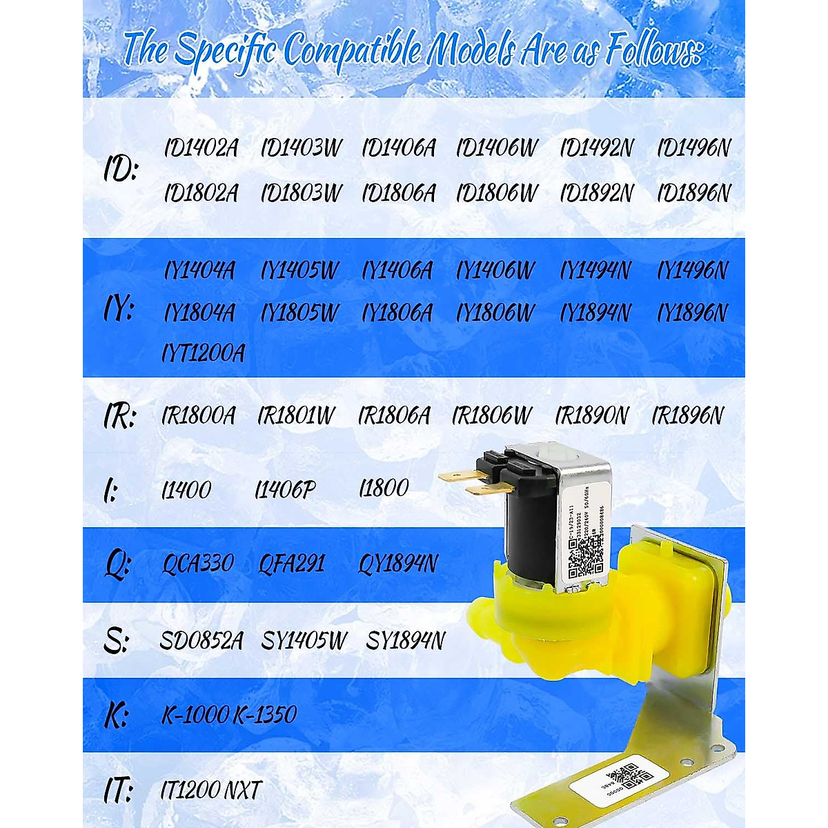 000009121 Ice Machine Water Valve Replacement Kit Compatible with Manitowoc Ice Machines, IH9121 Water Inlet Valve for Ice Machine Maker, 000008486 Water Fill Intake Valve with Sealing Tape