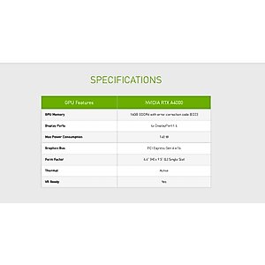 nVidia LEADTEK RTX A4000 Ampere PCIe 4.0 x16 Graphics GPU Card 16GB GDDR6 ECC