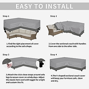 Easy-Going Outdoor L-Shaped Sectional Sofa Cover 83"X104" UV Resistant Patio Sectional Couch Cover Waterproof Lawn Patio Furniture Cover (Left Facing, Gray/Dark Gray)