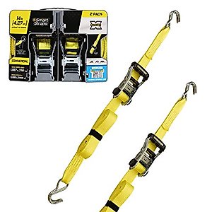 SmartStraps 14’ Ratchet Straps, 2 Pack –5,000lbs Break Strength, 1,667lbs Safe Work Load –Commercial Tie Down Straps for Heavy Duty Cargo, Haul Equipment and Vehicles